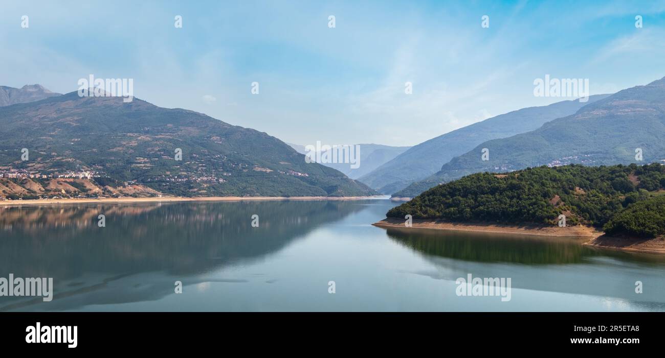 Debar lake summer countryside landscape with mountains background ...