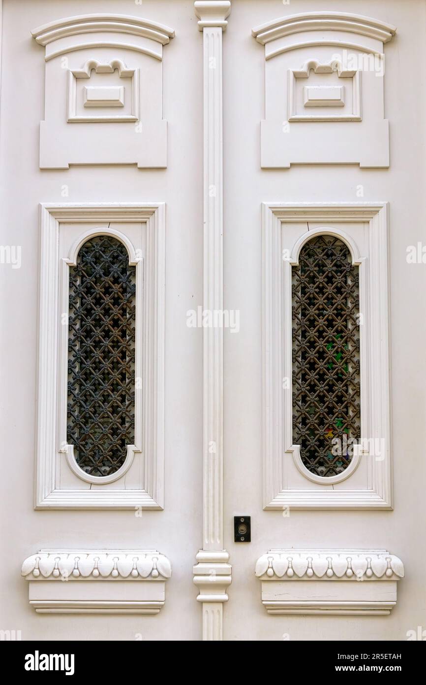 Old wooden entrance door. Architecture feature in Porto, Portugal Stock ...