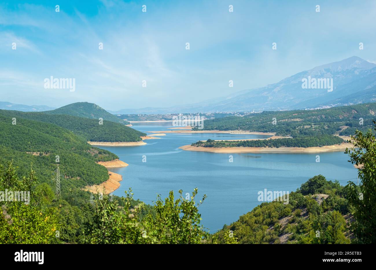 Debar lake summer countryside landscape with mountains background ...