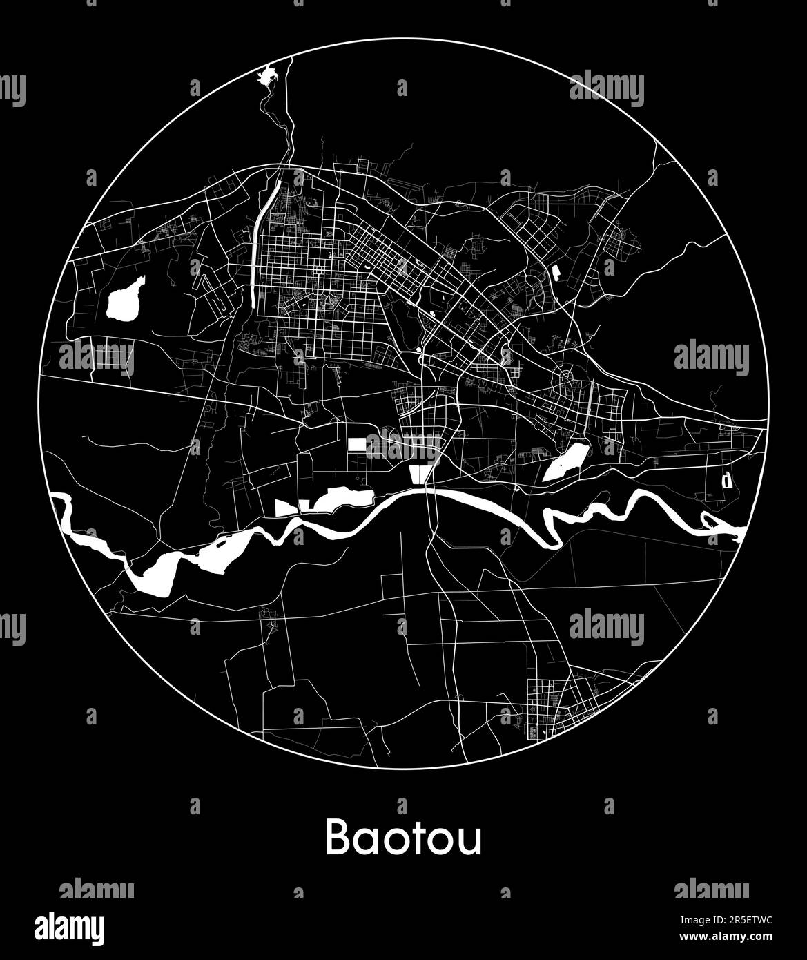 City Map Baotou China Asia vector illustration Stock Vector Image & Art ...
