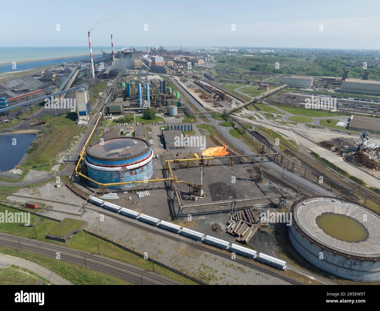 Large steel factory near Dunkerque Grande-Synthe in France Stock Photo ...