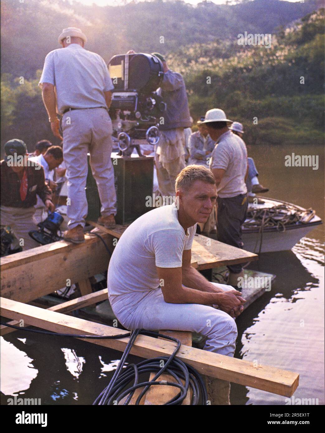 STEVE McQUEEN on set location candid with Movie / Camera Crew during ...