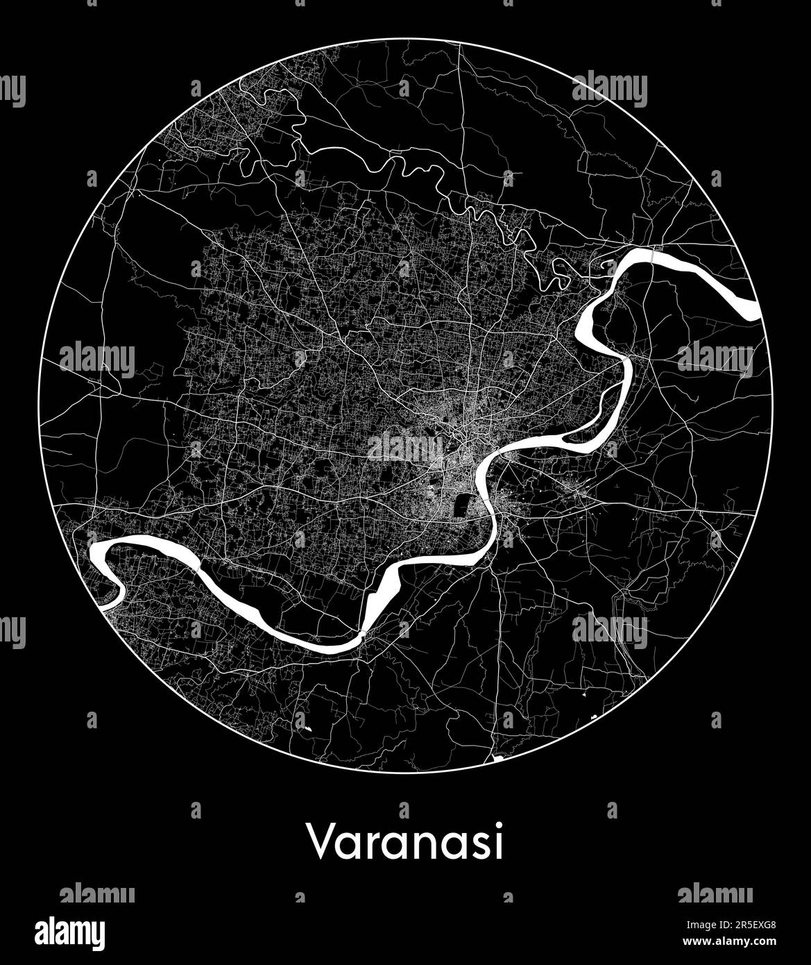 City Map Varanasi India Asia vector illustration Stock Vector Image ...