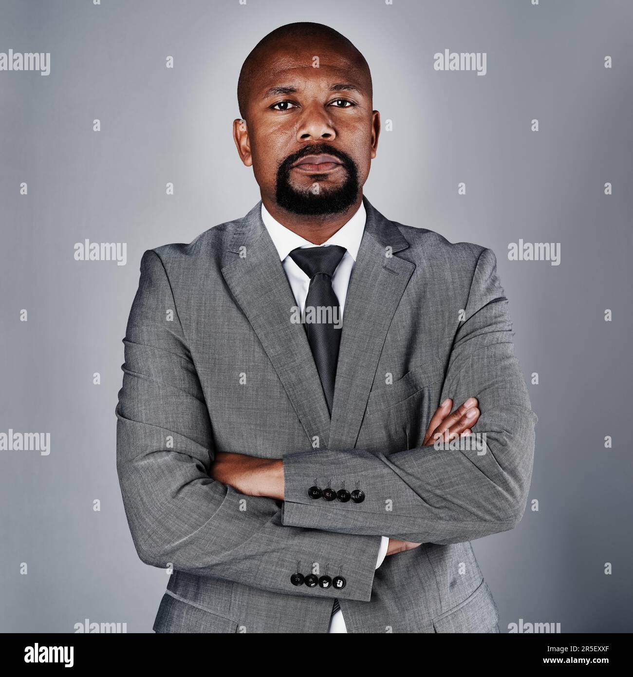 Determined to let nothing obstruct his path to success. Studio portrait ...