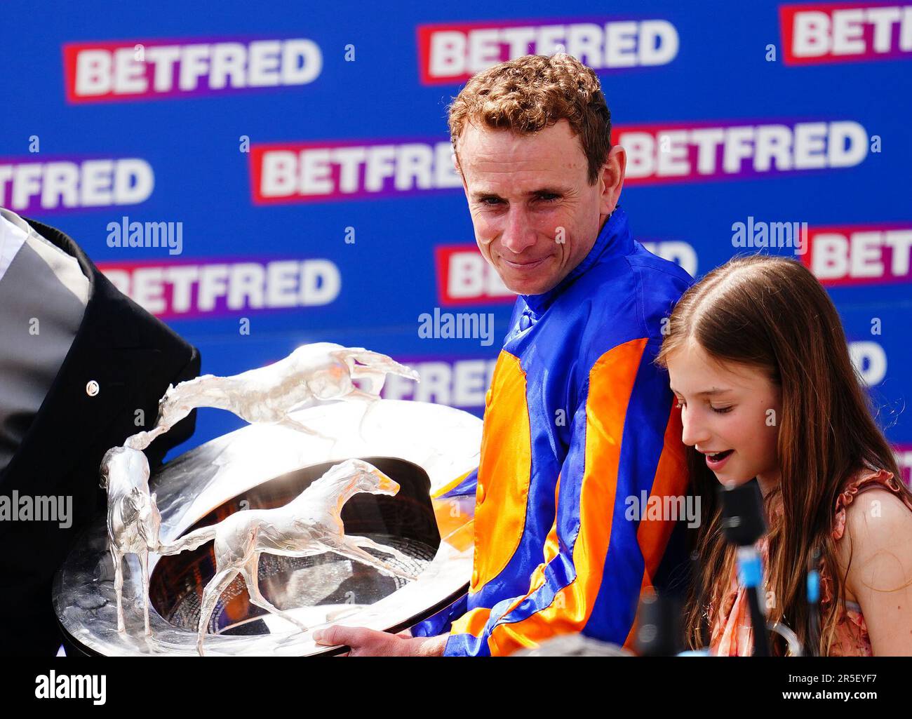 Ryan Moore celebrates winning the Betfred Derby with Auguste Rodin ...