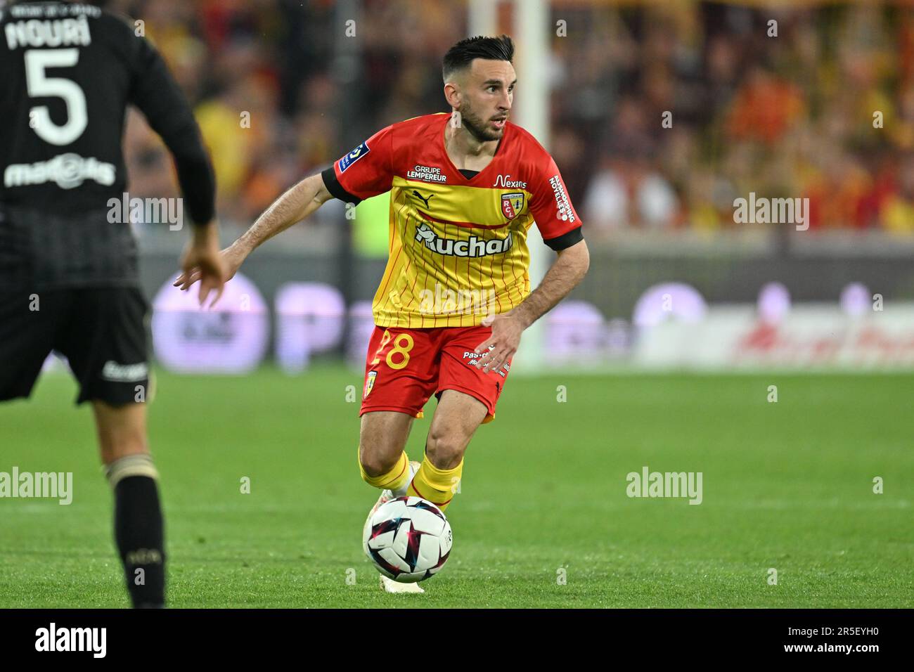 Adrien Thomasson (28) of RC Lens pictured during a soccer game between ...