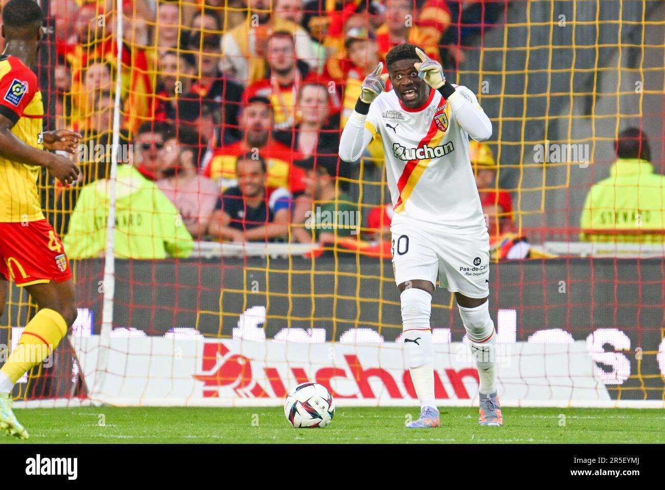 goalkeeper Brice Samba (30) of RC Lens pictured during a soccer game ...