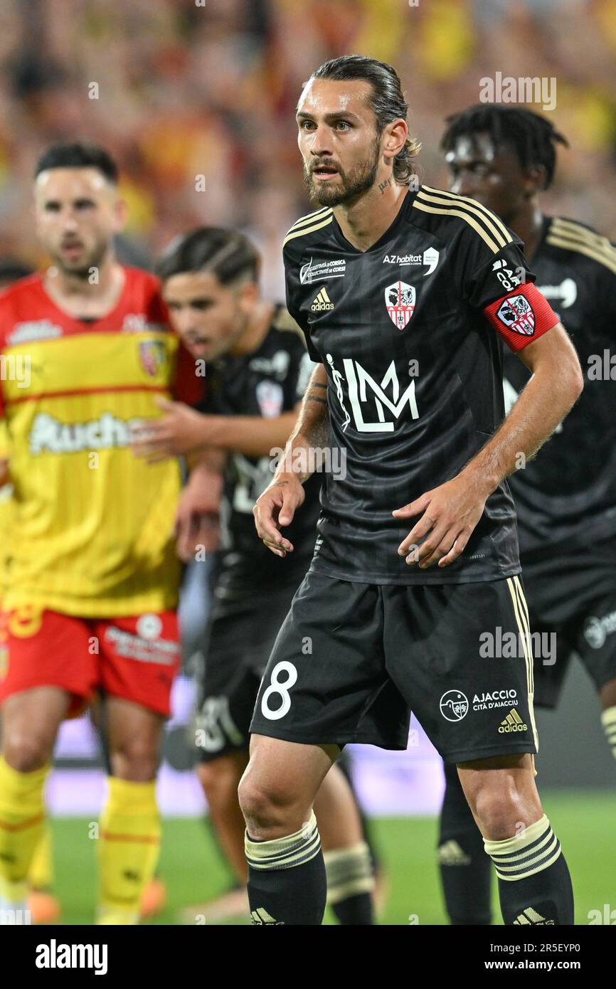 Vincent Marchetti (8) of Ajaccio pictured during a soccer game between ...
