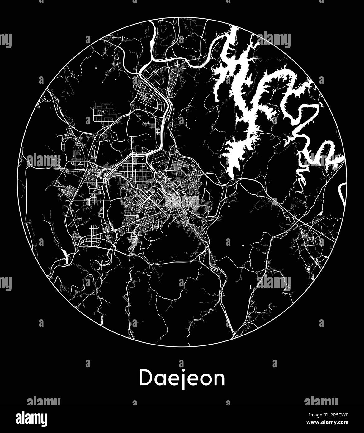 Daejeon vector map Black and White Stock Photos & Images - Alamy