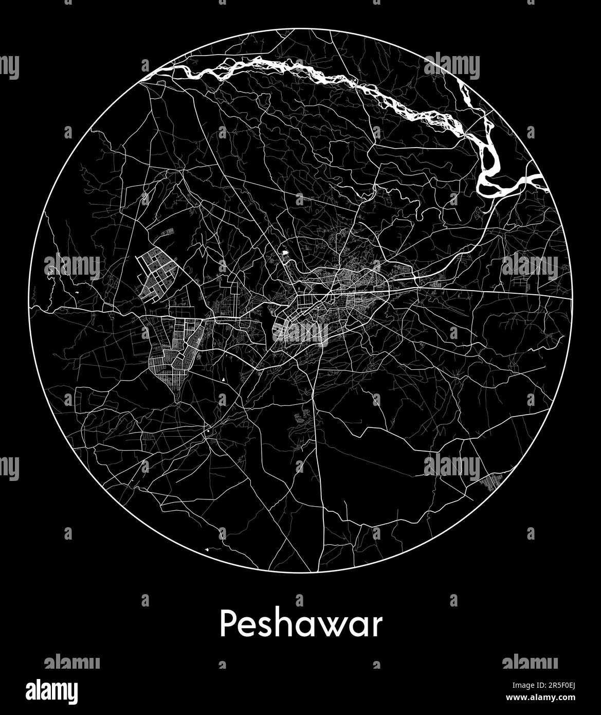 City Map Peshawar Pakistan Asia vector illustration Stock Vector Image ...