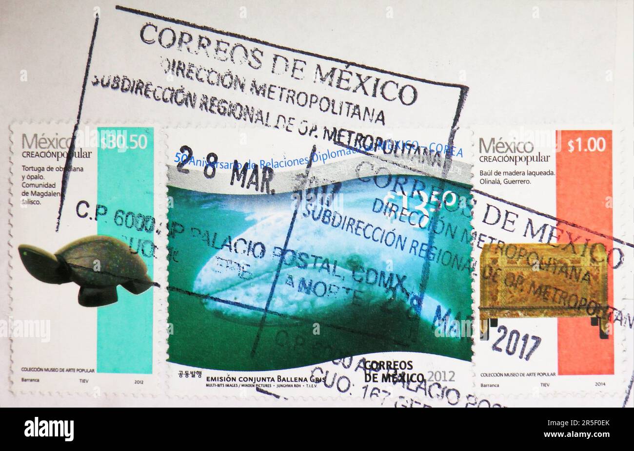 MOSCOW, RUSSIA - MAY 17, 2023: Post office mark of Mexico, dated 2017 ...