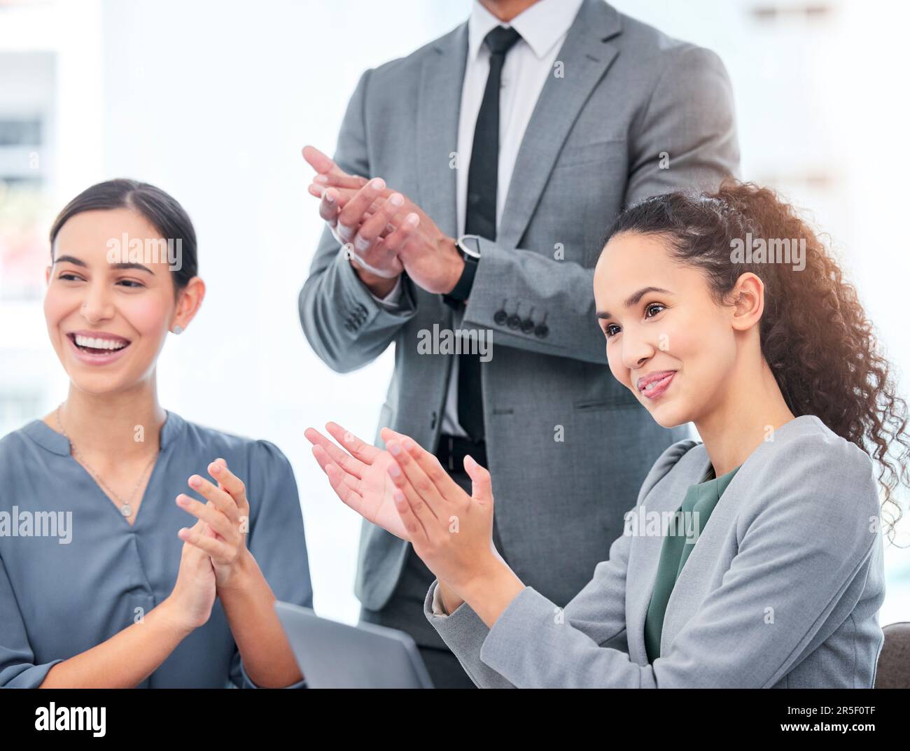 Clapping, business meeting and people success, winning and cheers, yes ...