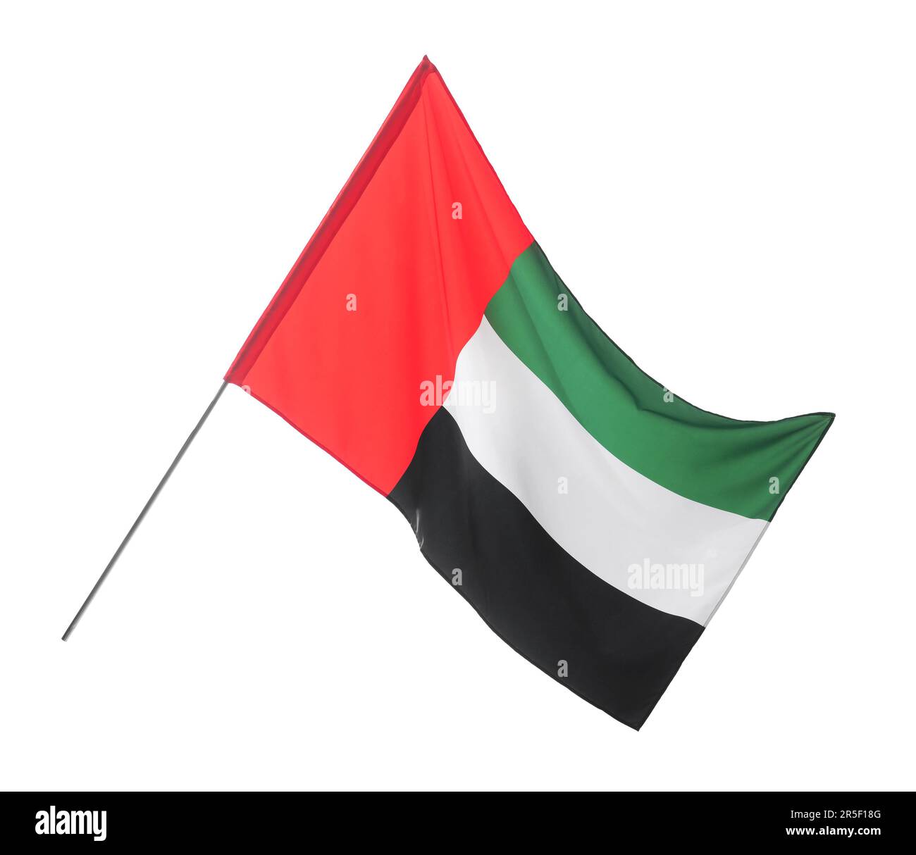 National UAE flag waving on white background Stock Photo - Alamy