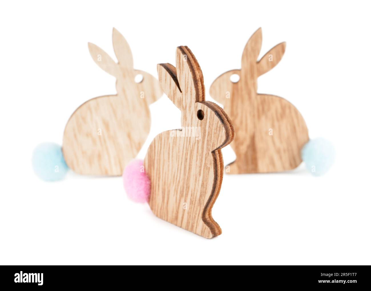 Cute easter bunny on wooden Cut Out Stock Images & Pictures - Alamy