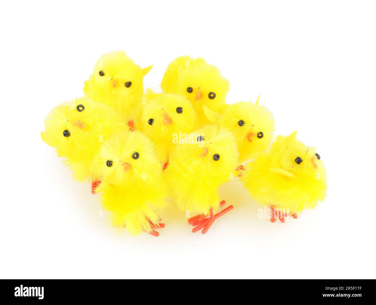 Funny toy chicks on white background Stock Photo - Alamy