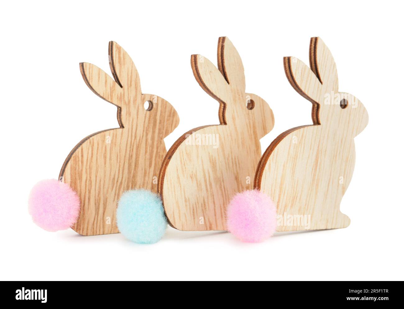 Cute easter bunny on wooden Cut Out Stock Images & Pictures - Alamy