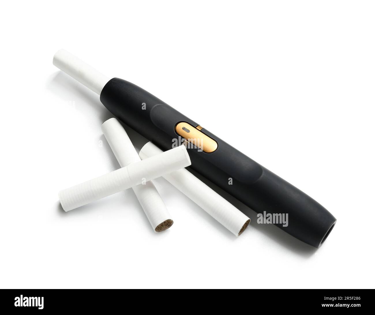 Modern electronic cigar with sticks isolated on white background Stock ...