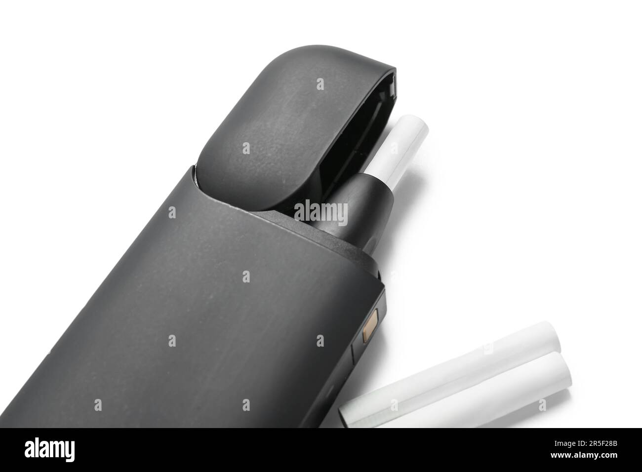 Modern electronic cigar with sticks isolated on white background Stock ...