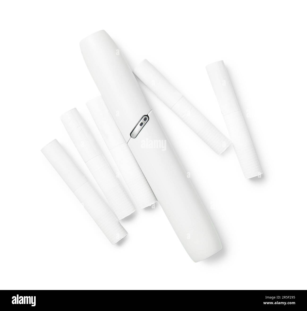 Modern electronic cigar with sticks isolated on white background Stock ...