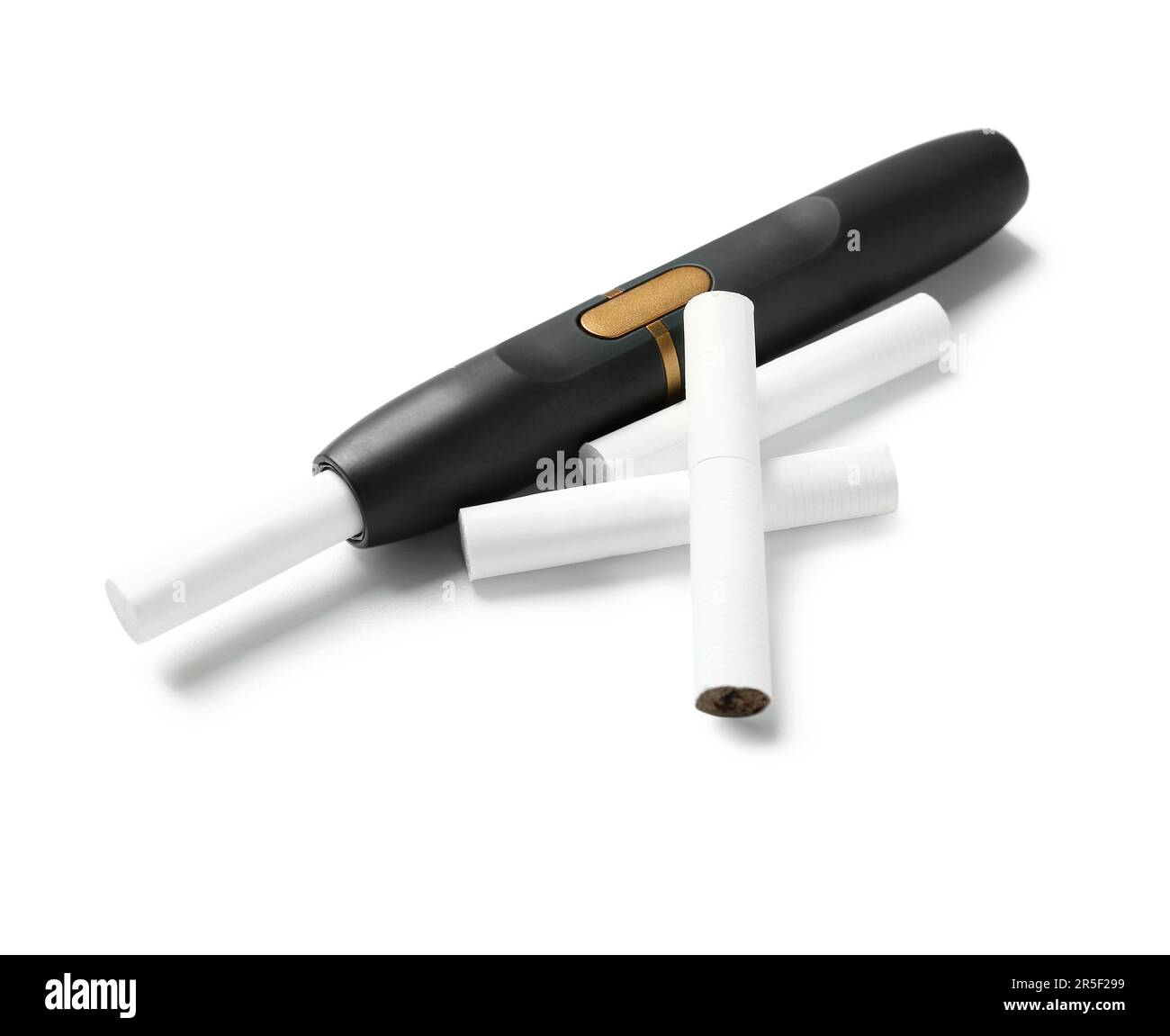 Modern electronic cigar with sticks isolated on white background Stock ...