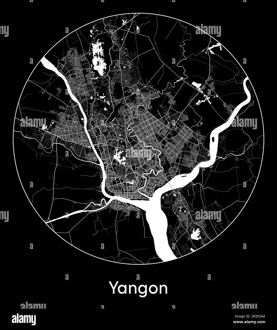 City Map Yangon Myanmar Asia vector illustration Stock Vector Image ...
