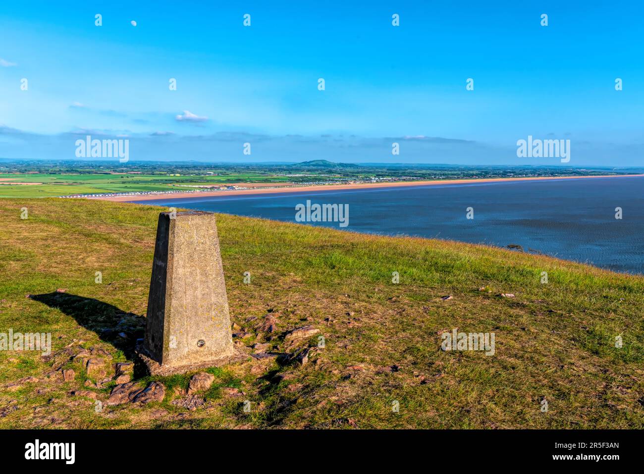 Trig point view to Brean beach Somerset England UK Stock Photo - Alamy