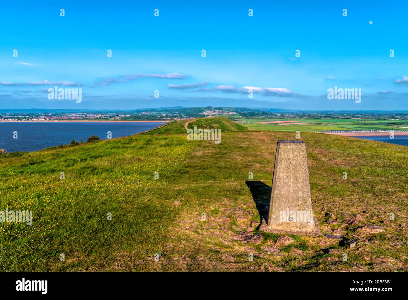 Brean Down trig point view Somerset England UK Stock Photo - Alamy
