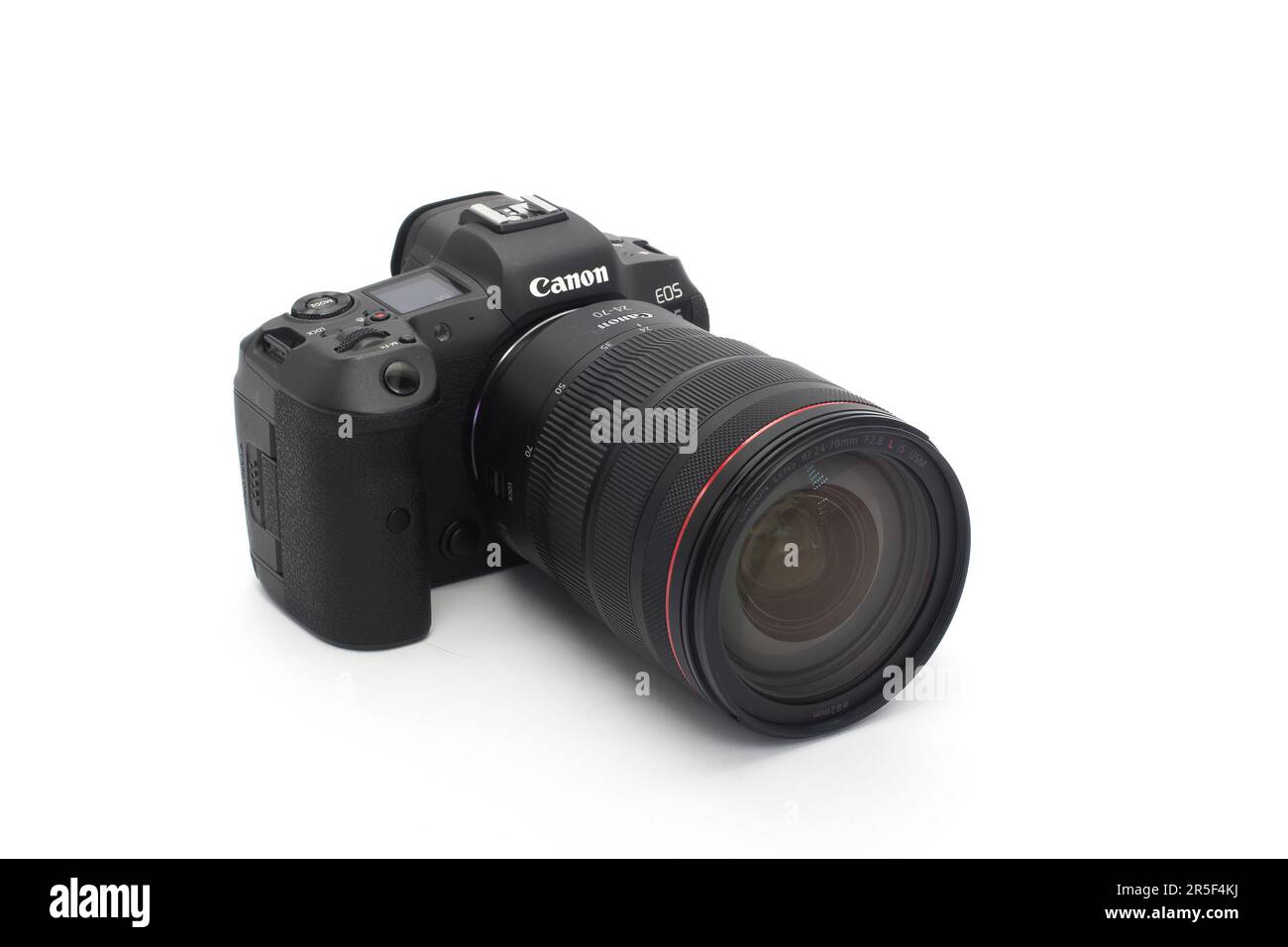 Milan, Italy - June 3, 2023: close up on Canon EOS R5 mirrorless camera ...