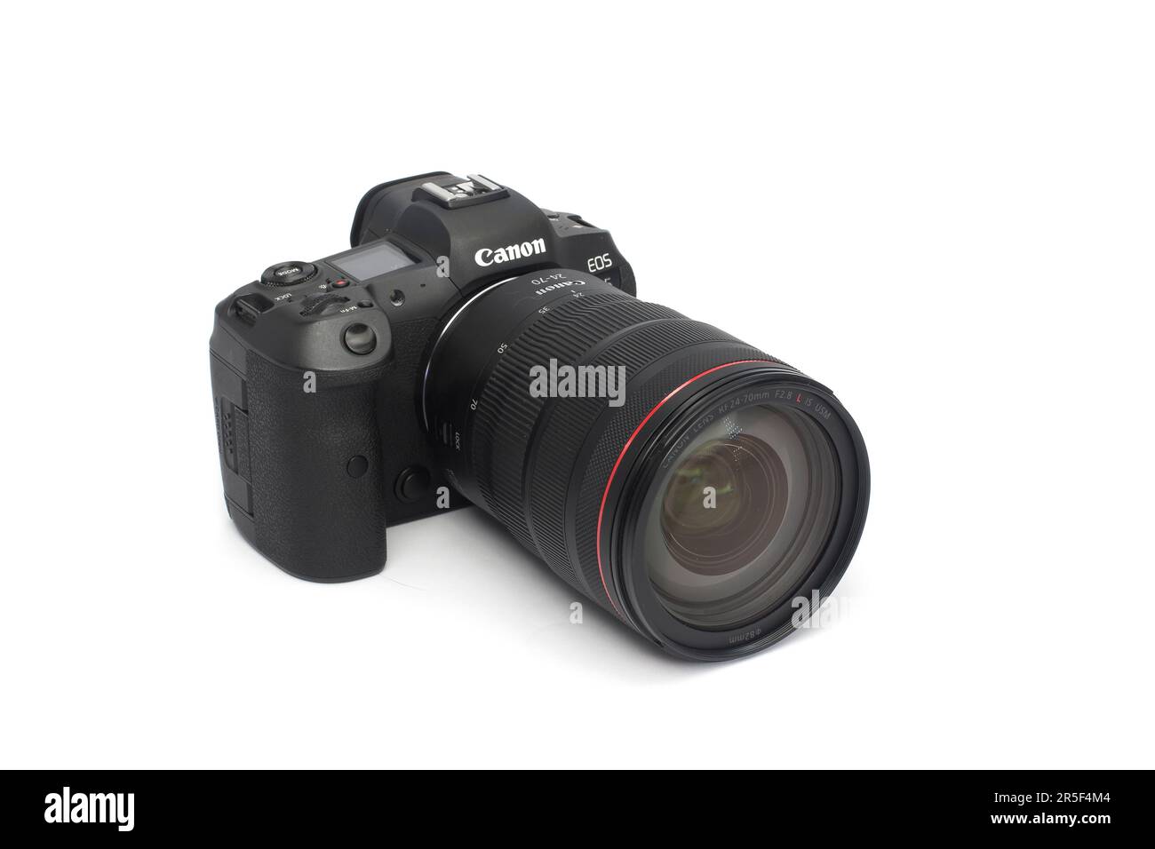Milan, Italy - June 3, 2023: close up on Canon EOS R5 mirrorless camera ...