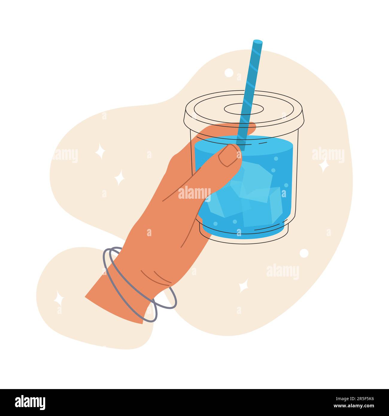 Woman holding glass iced tea Stock Vector Images - Alamy