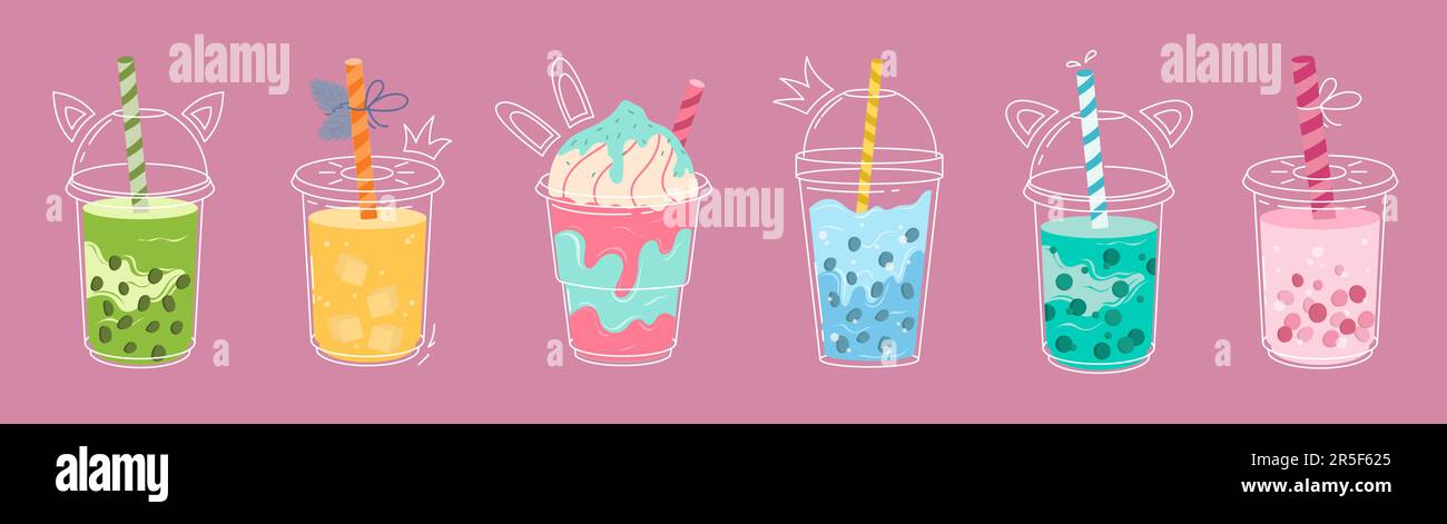 Bubble tea cup design collection,Pearl milk tea Stock Vector Image ...