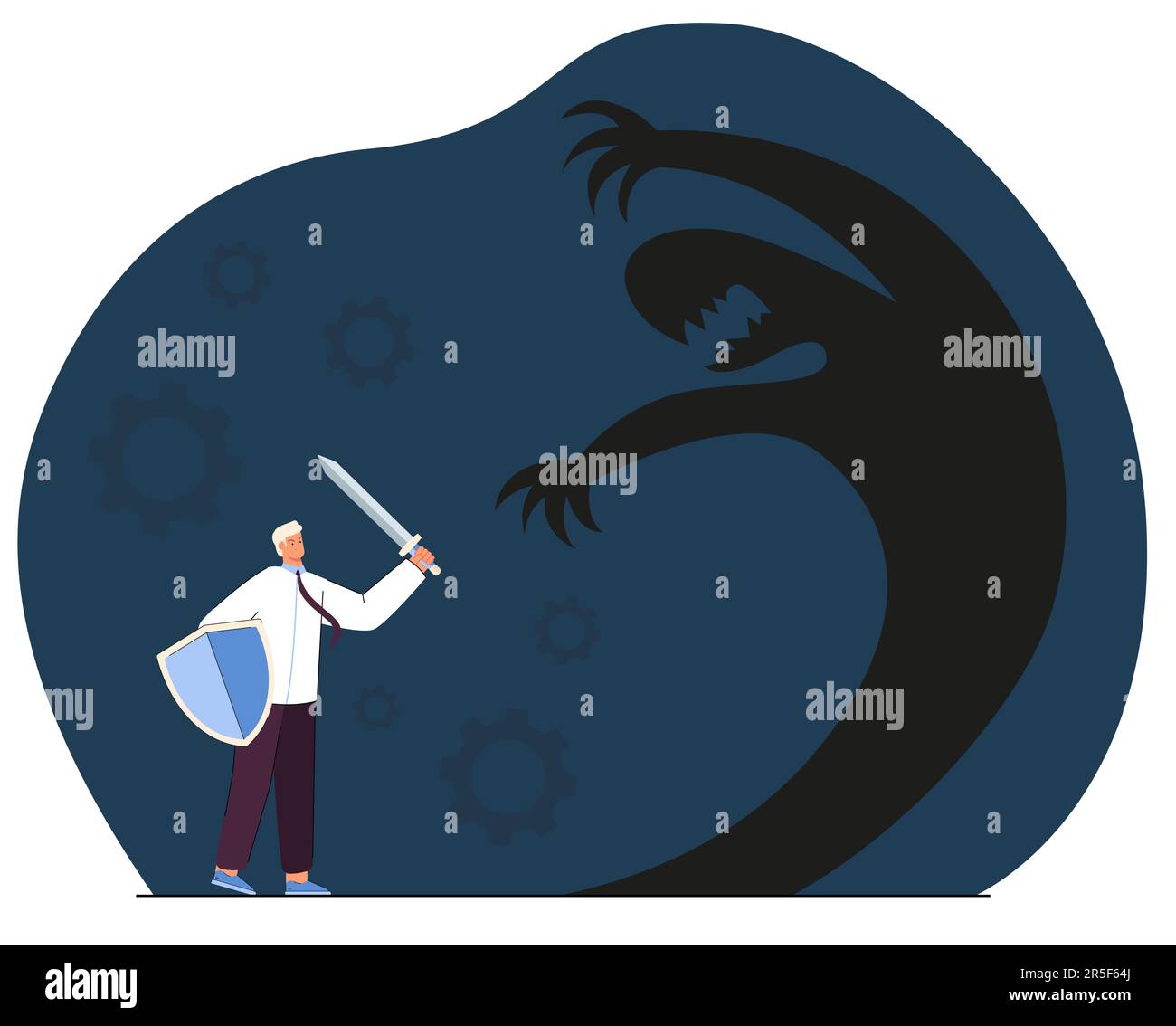 Fight of businessman and threatening shadow Stock Vector Image & Art ...