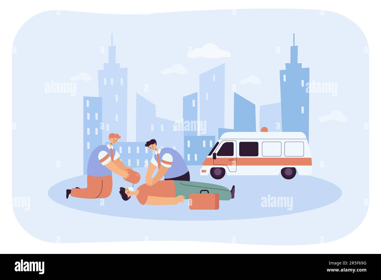 Doctor giving first medical aid to unconscious person Stock Vector ...