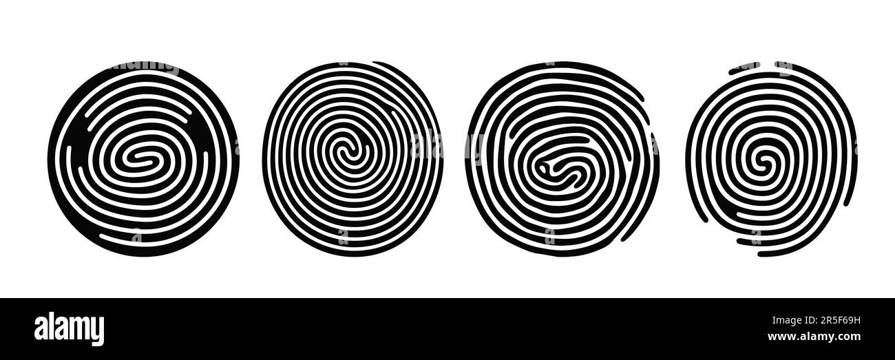 Set of vector fingerprint icons isolated on white background Stock ...