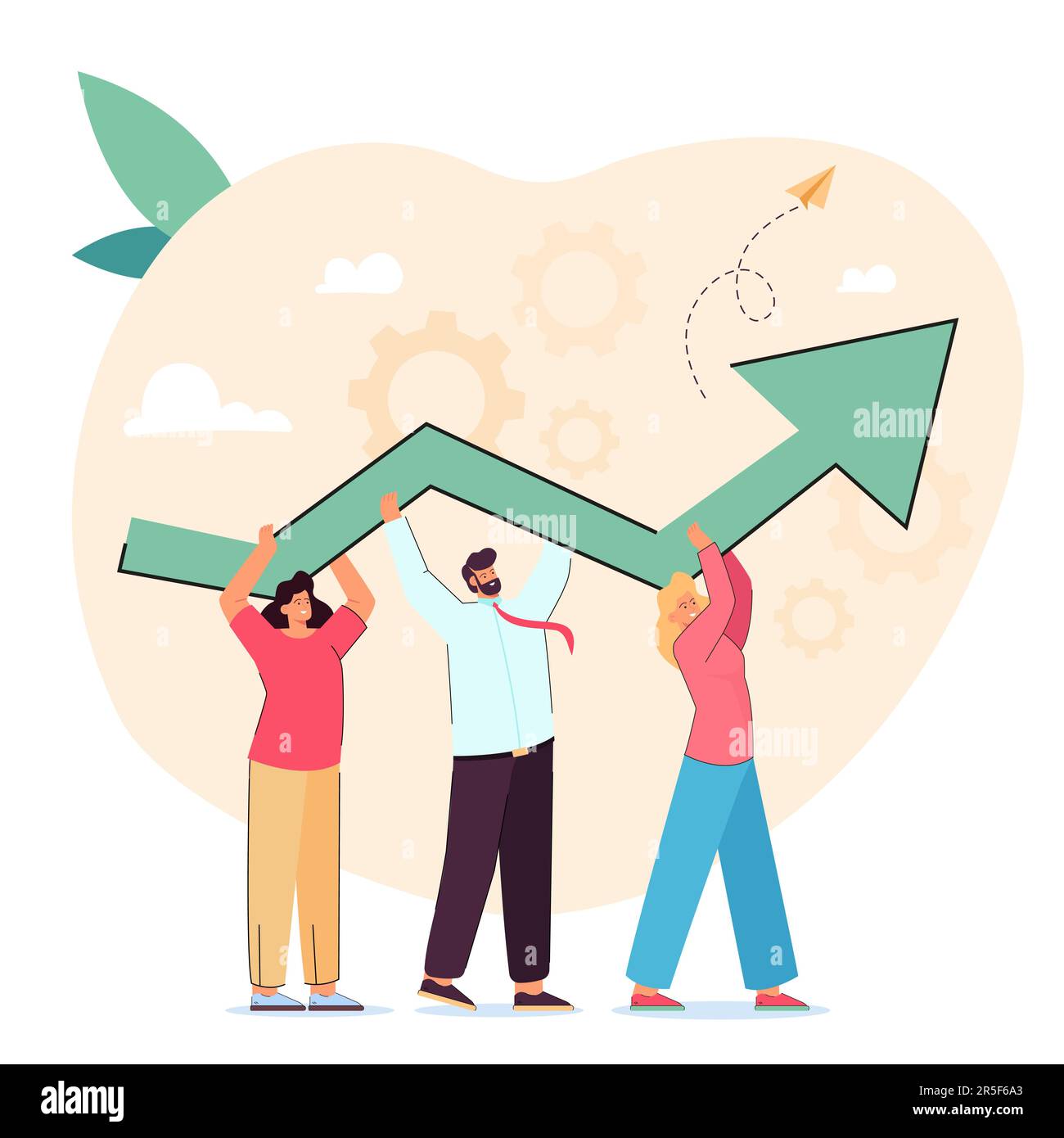 Team of tiny business people holding growing arrow together Stock Vector Image & Art - Alamy