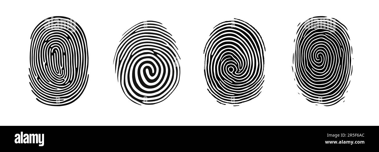 Set of vector fingerprint icons isolated on white background Stock ...