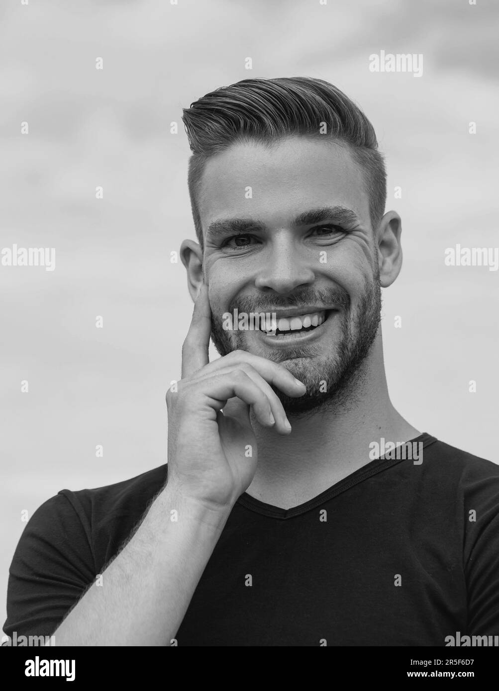 Portrait Of Young Handsome Man Smiling Outdoor Stock Photo - Alamy