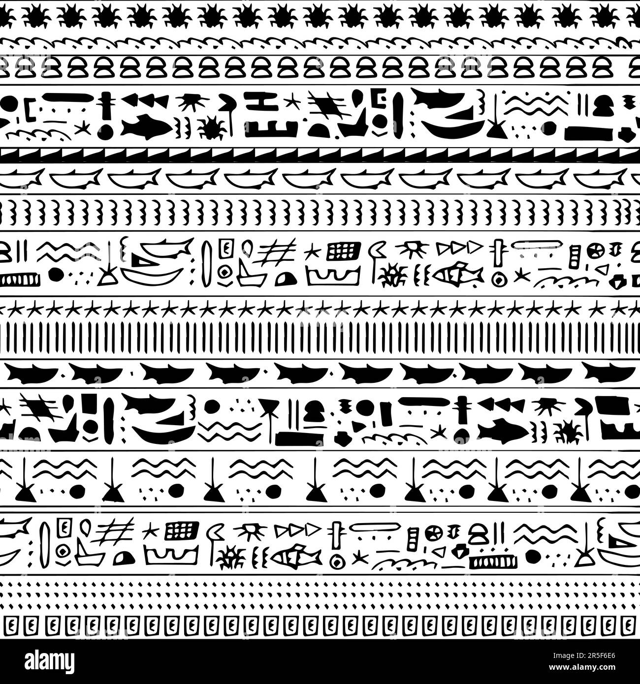 Elegant egypt-inspired vector illustration with monochrome patterns and ...