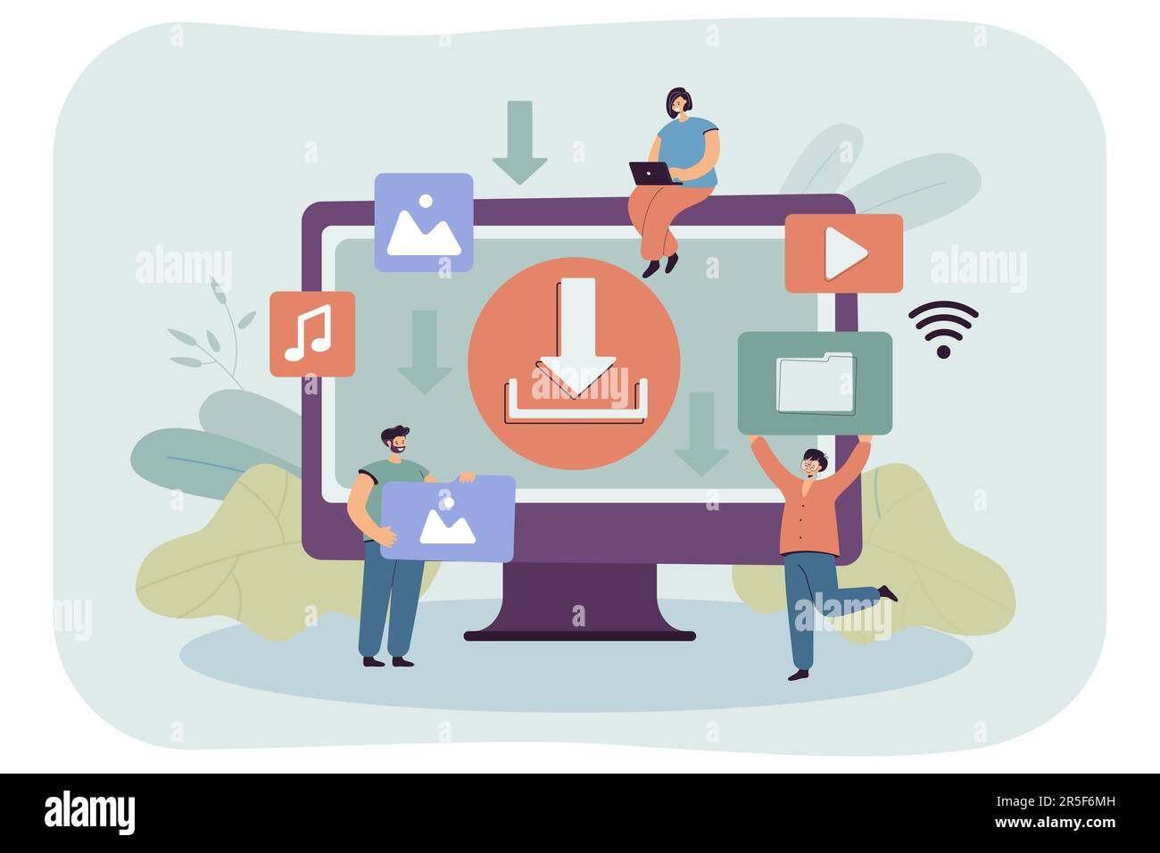 Ftp download of digital multimedia files and tiny users Stock Vector ...