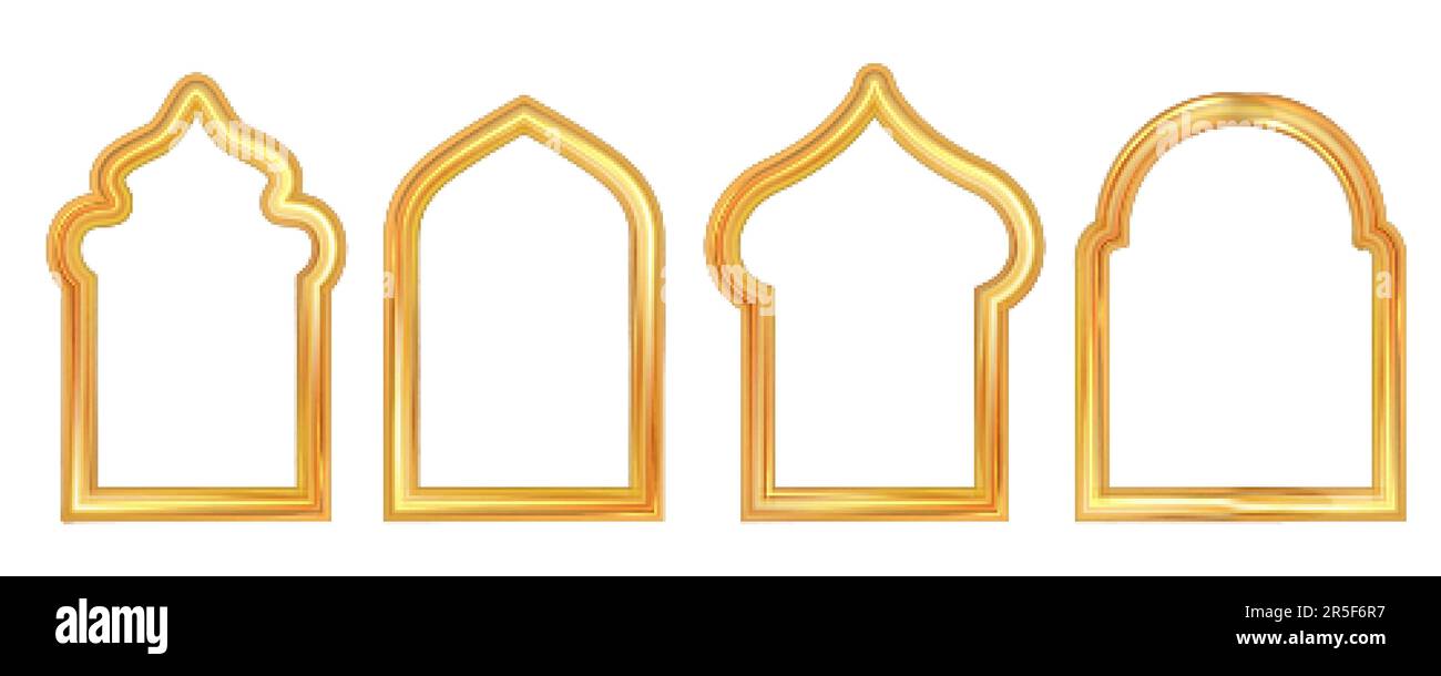 illustration of Arabic Islamic style golden frame design for greetings ...