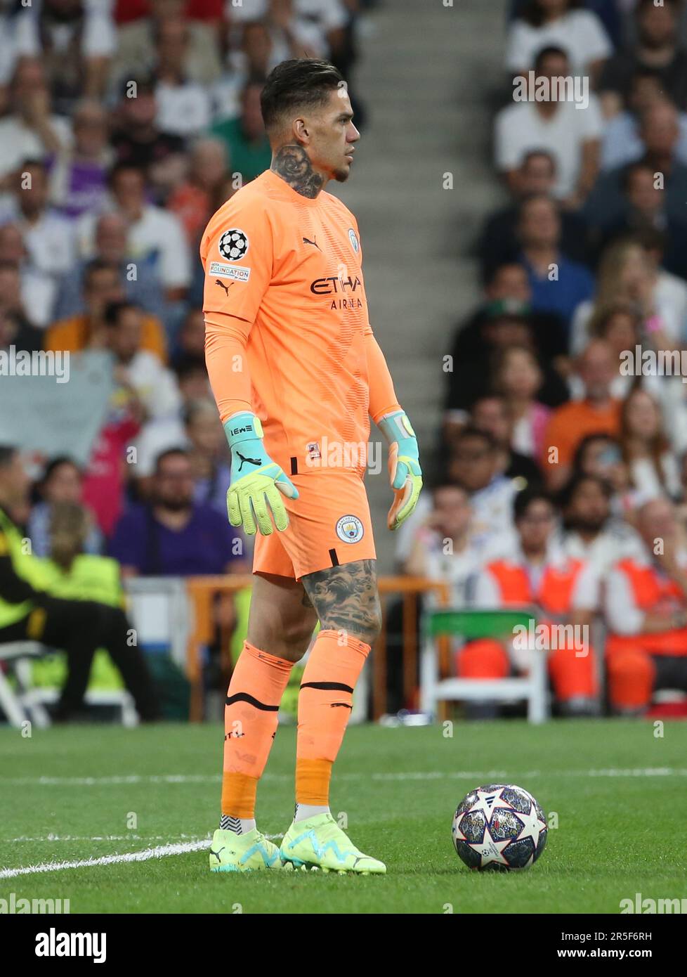 Ederson Moraes of Manchester City during the UEFA Champions League ...