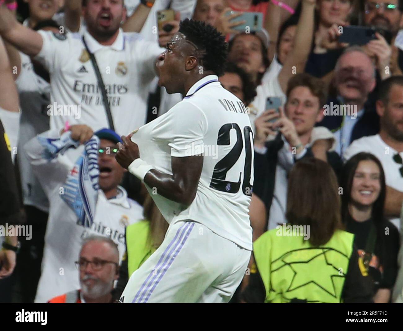 Goal Vin’cius Jœnior of Real Madrid during the UEFA Champions League, Semi-finals, 1st leg ...