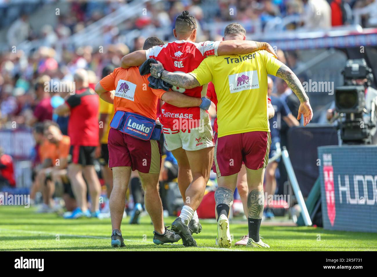 Sauaso ‘Jesse’ Sue #8 of Hull KR goes off injured during the Betfred ...