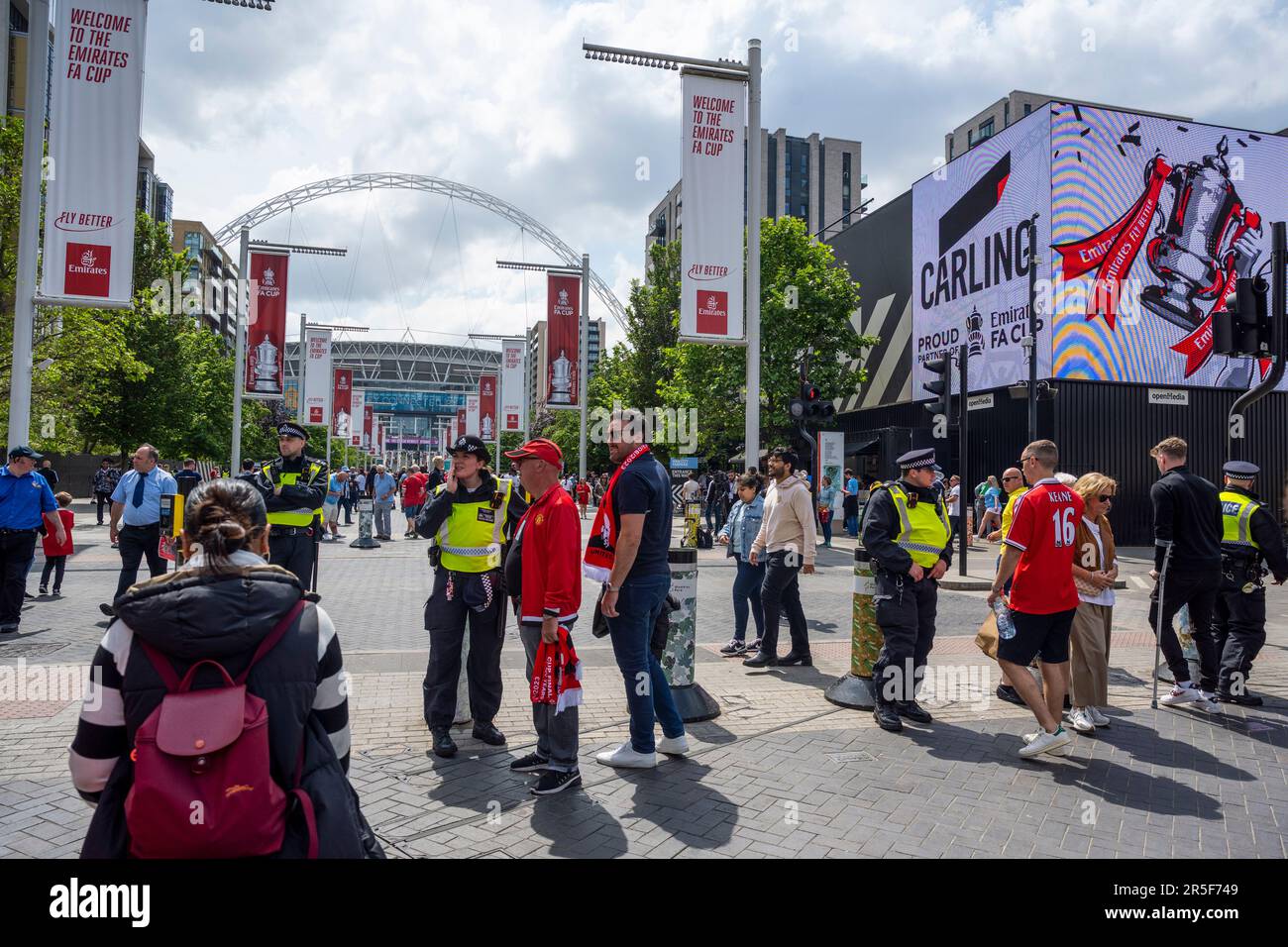 London, UK. 3 June 2023. Police officers are visible next to Boxpark ...