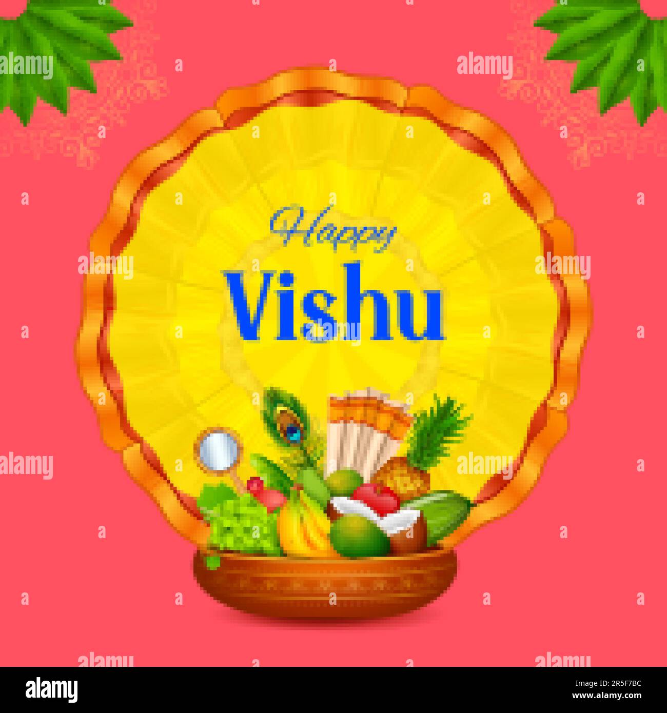 illustration of Happy Vishu new year Hindu festival celebrated in the ...