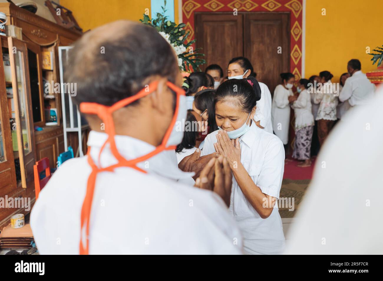 Buddhist shake hands and forgiving each other during the holy day of ...
