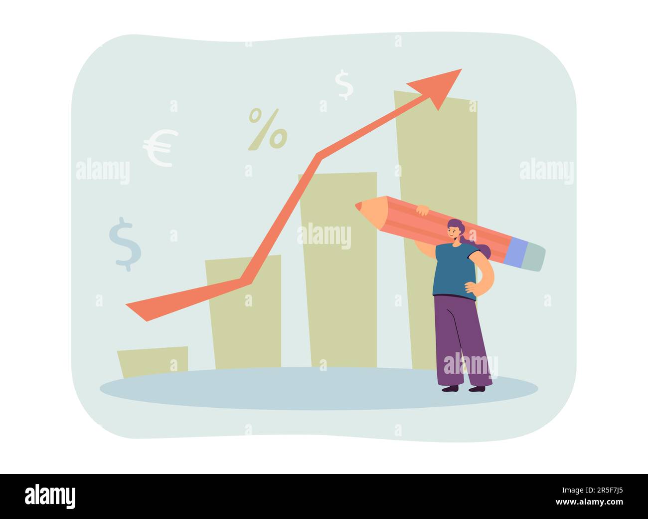 Profit graph growth and tiny analyst drawing arrows Stock Vector Image ...
