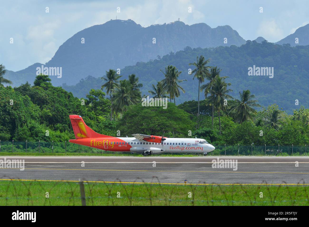 Langkawi, Malaysia - May 28, 2023. 9M-FYD Firefly ATR 72-500 taxiing ...