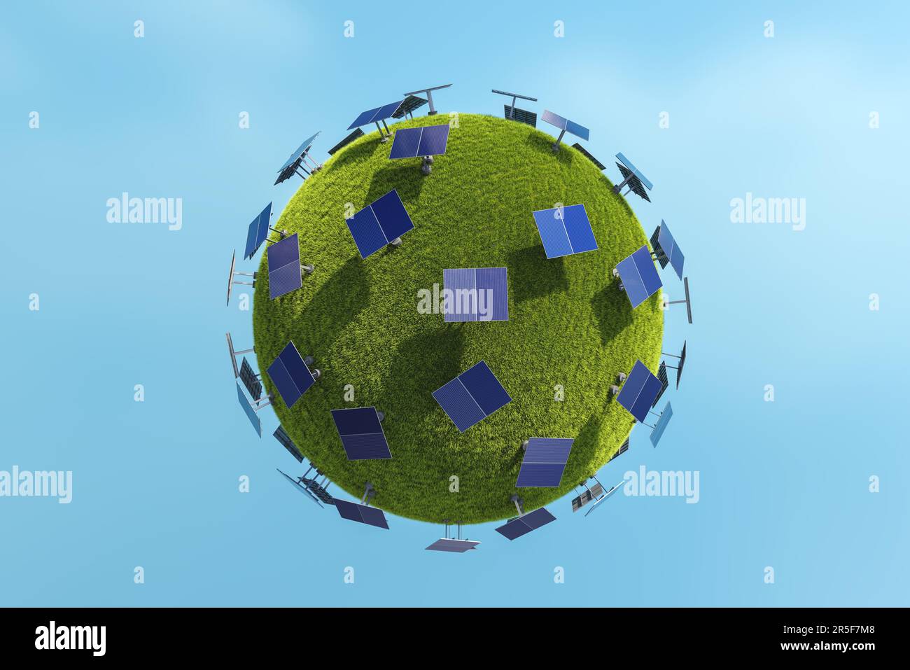 Solar panels mounted on a green sphere with grass Stock Photo - Alamy