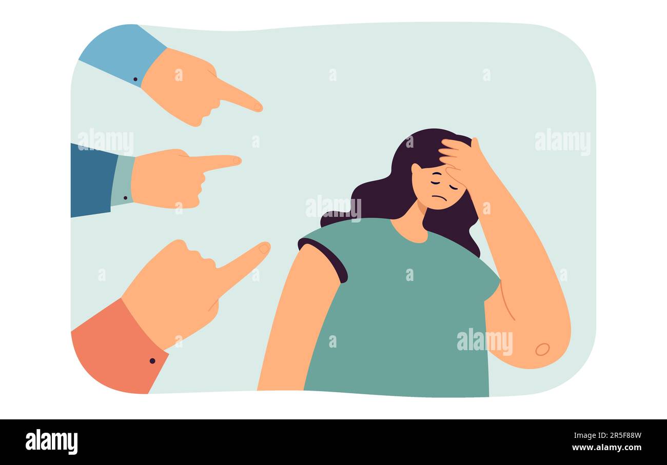 Hands of people pointing to sad female victim Stock Vector Image & Art ...